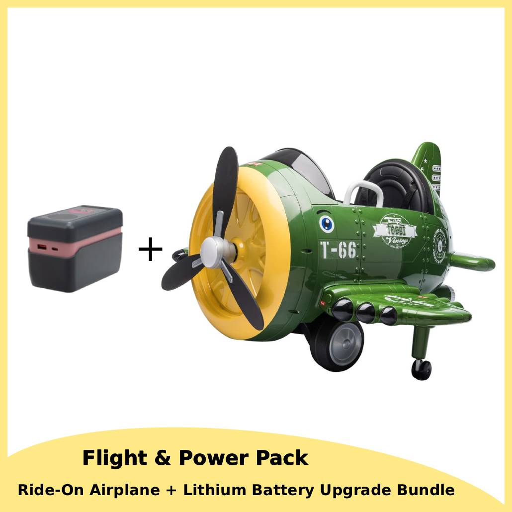 TOBBI 12V Kids Ride-On Airplane + 11.1V DIY Lithium Battery Bundle – Tobbi