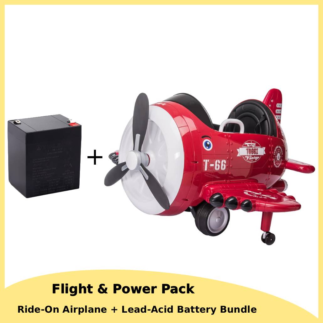 TOBBI 12V Kids Ride-On Airplane + 12V Replacement Battery Bundle – Tobbi